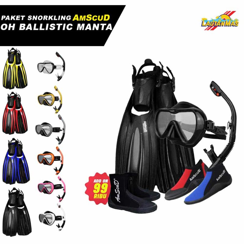 Paket Snorkling AmScuD Open Heel Ballistic Manta – Lautanmas